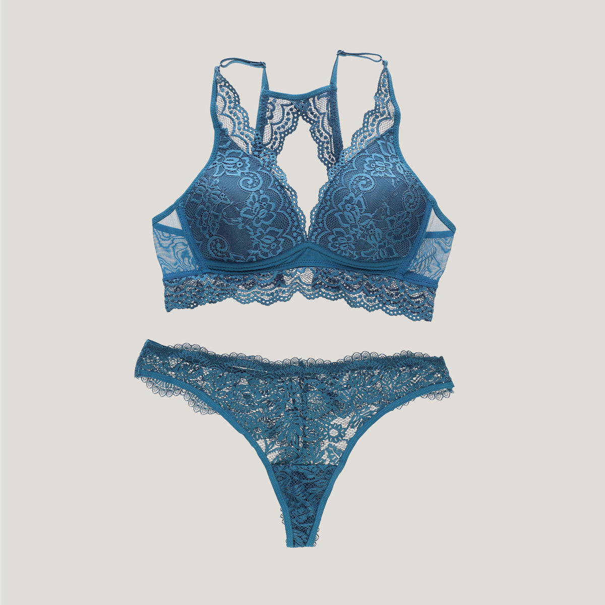Conjunto de Bralette con espalda cruzada y Tanga de Encaje | Aylon México